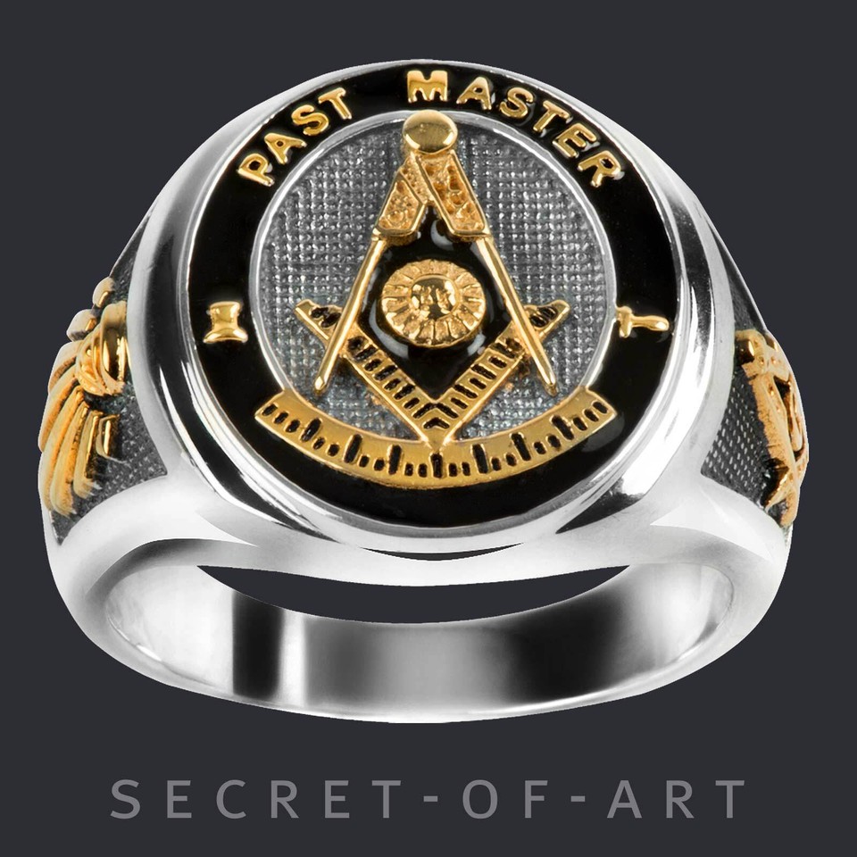 Past Master Ring Masonic 925 Silver Freemason Jewelry Mason Masonry ...