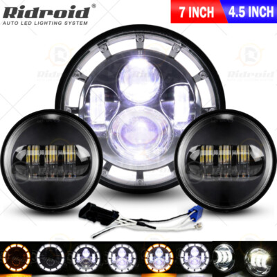 7" LED Headlight + 4 1/2" Fog Passing Lights for Indian Chieftain ...