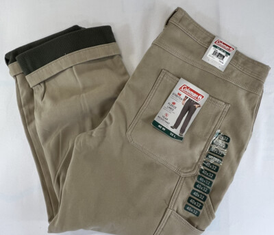 Coleman Mens Tan Canvas Fleece Lined Stretch Utility Work Pants Jeans ...