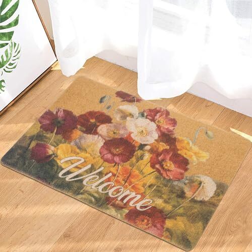 Floral Entrance-Welcome-Door-Mats Outdoor - Non-Slip One Size Poppy | eBay