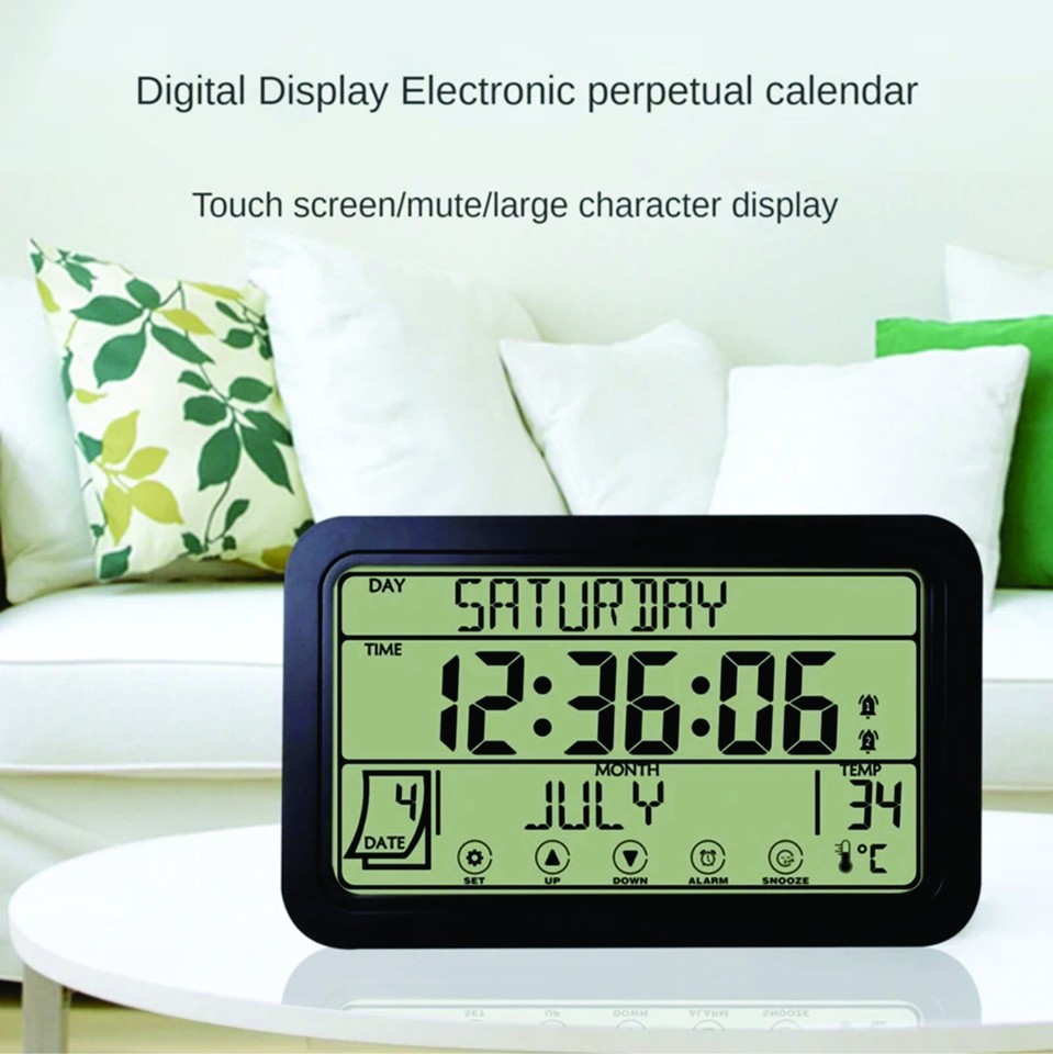 Touch Screen Large LED Digital Wall Alarm Clock multi power usage | eBay