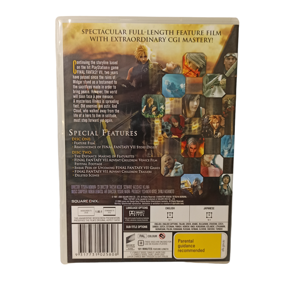 Final Fantasy VII Advent Children (DVD) Action Animation Adventure ...