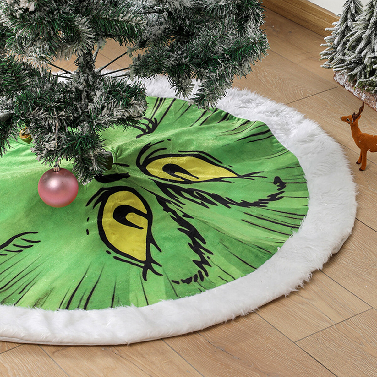 48" Christmas Tree Skirt Bottom Creative Luminous Grinch Tree Skirt ...