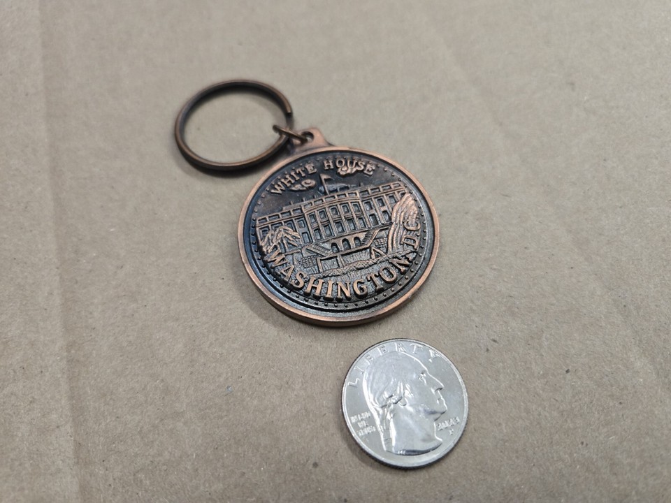 White House Washington D.C. Metal Vintage Keychain Key Chain Ring Loop ...