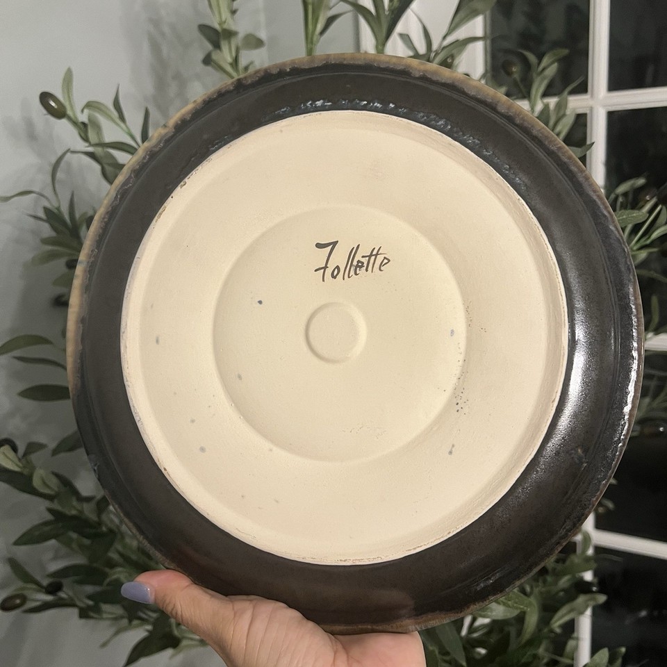 Kent Follette Crystalline Glaze Pottery Bread Oil Chip & Dip Plate Blue ...