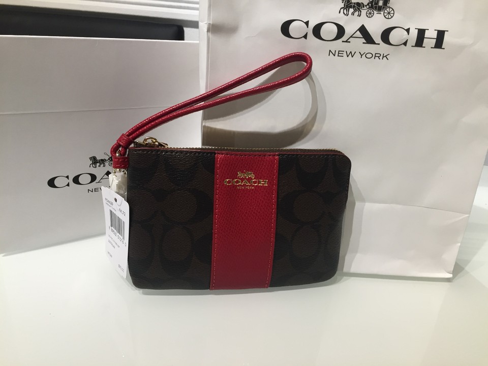 New Coach Corner Zip Wristlet F58035 F58033 F55739 Signature Leather ...
