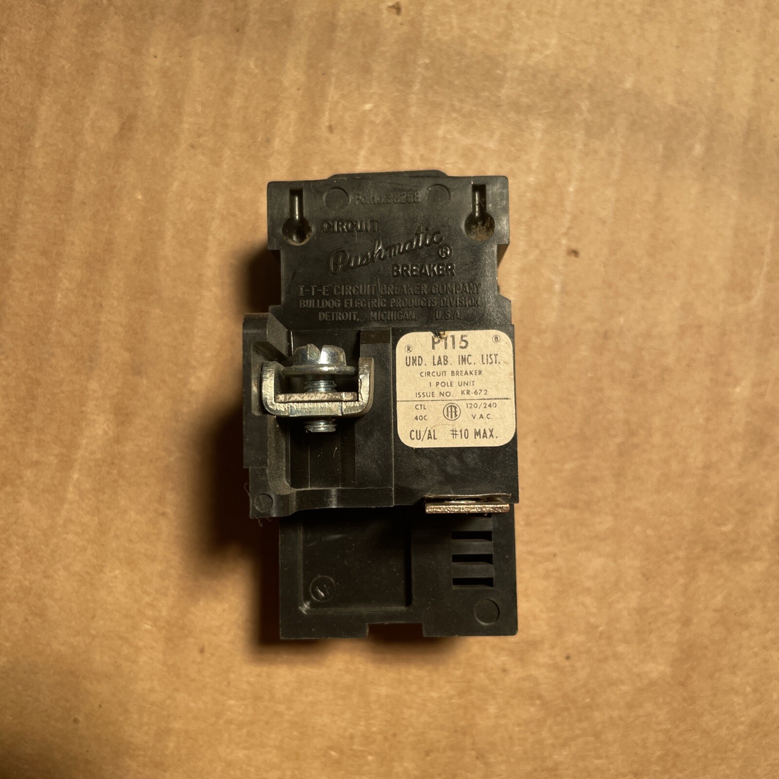 Bulldog Pushmatic - P115 Circuit Breaker 15 Amp 1 Pole | eBay