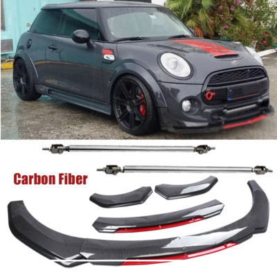 Front Bumper Lip Spoiler Splitter Strut Carbon Fibe For Mini Cooper S ...
