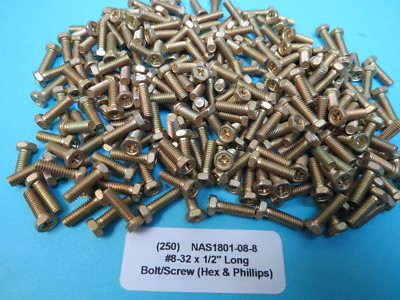 Hex & Phillips Head Screw #8-32 x 1/2 NAS1801-08-8 Aircraft Aerospace ...