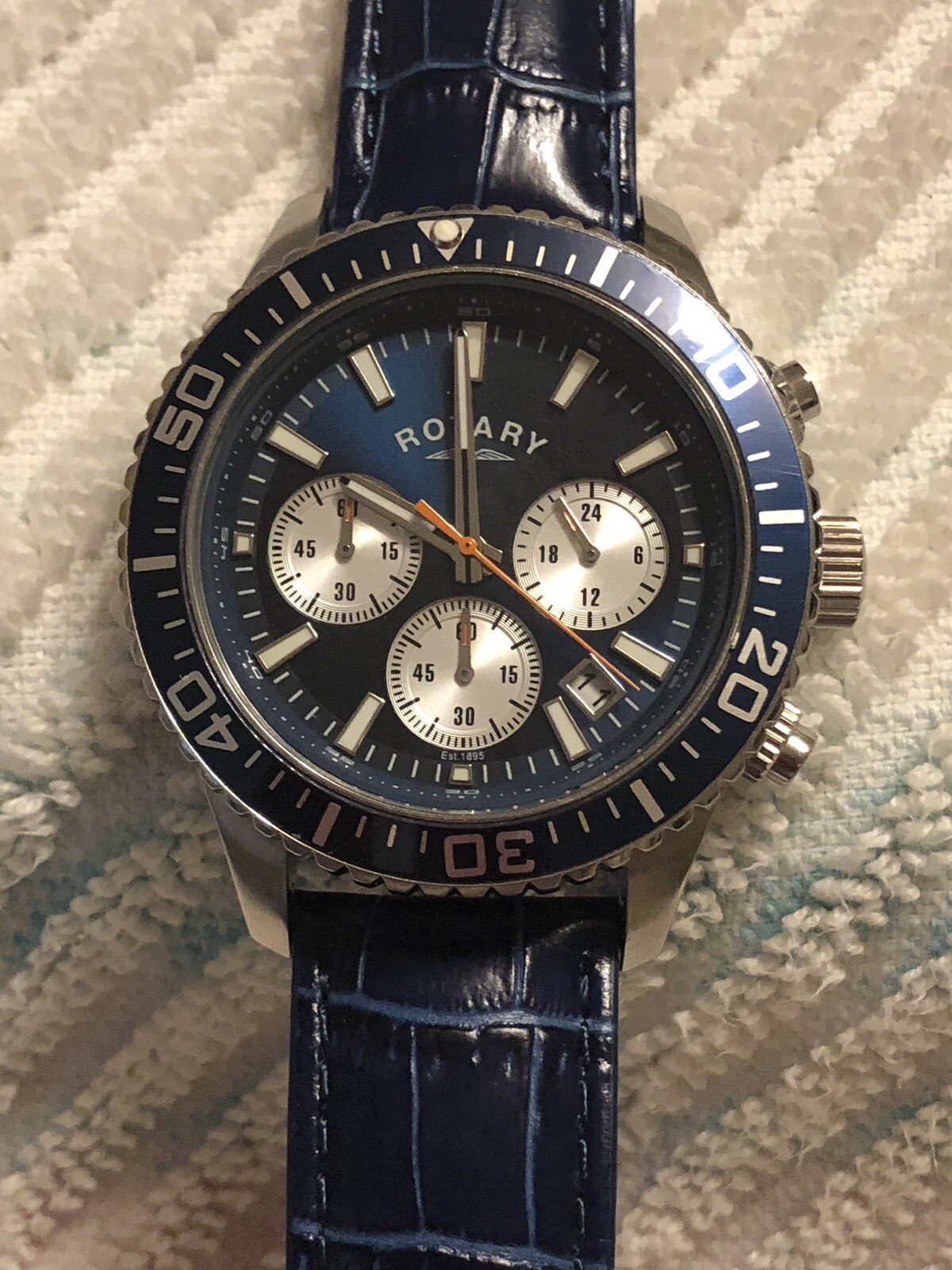 rotary watch mens chronograph Blue face gorgeous watch - Gem