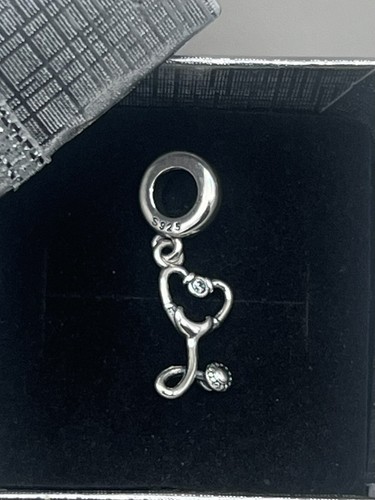 New Authentic S925 Sterling Silver Stethoscope Heart Dangle Charm With Gift Box | eBay