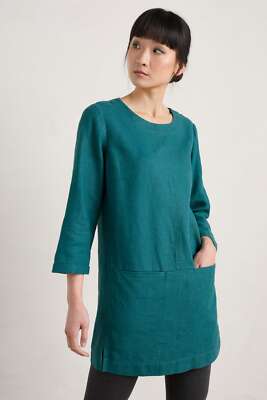 Seasalt Women's Tunic - teal St Agnes Clay Ramie Blend Tunic - Regular ...