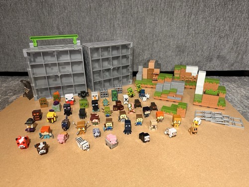 Minecraft Minifigures Lot w Collectors Case & RARE Interactive Scenes ...