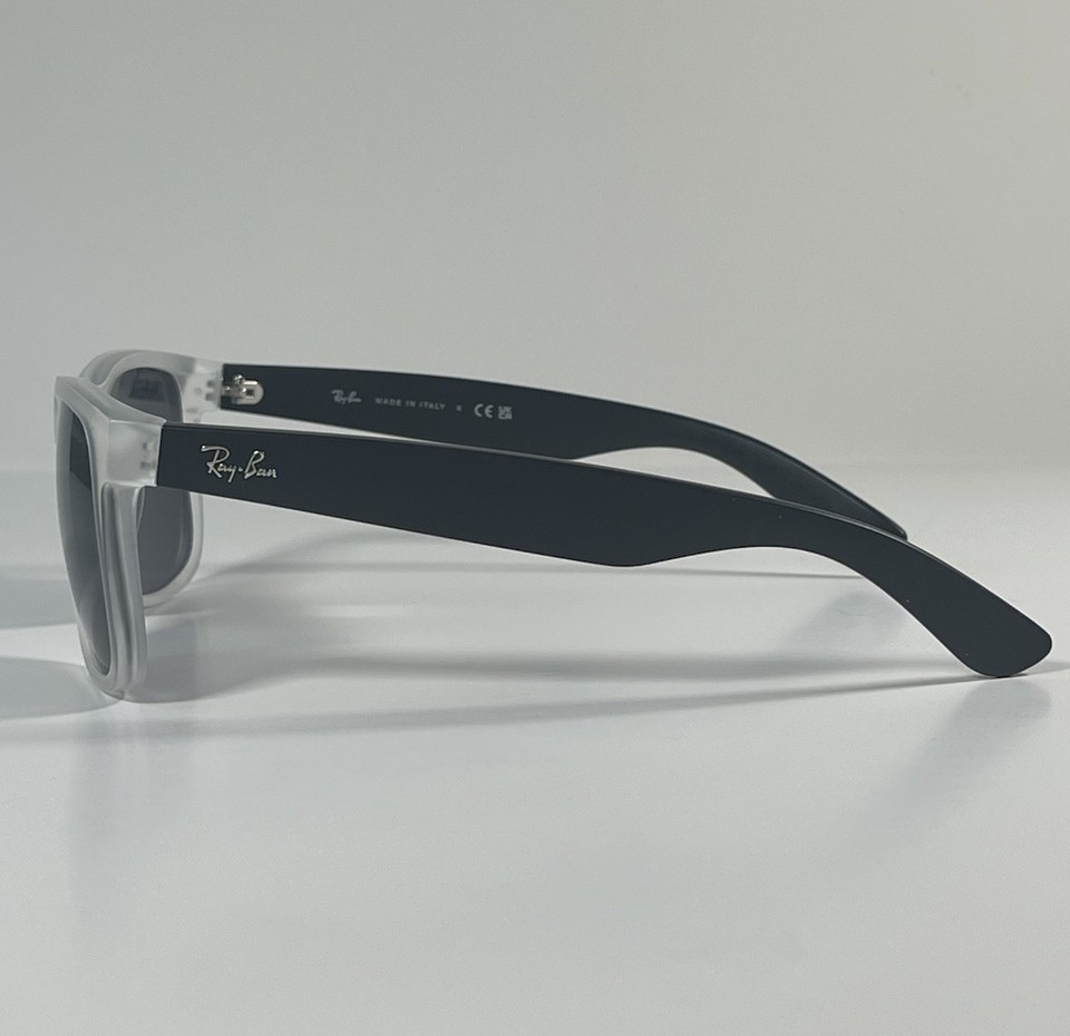 RAY-BAN RB 4165 6512/87 JUSTIN MATTE CLEAR /BLACK SUNGLASSES 54mm | eBay