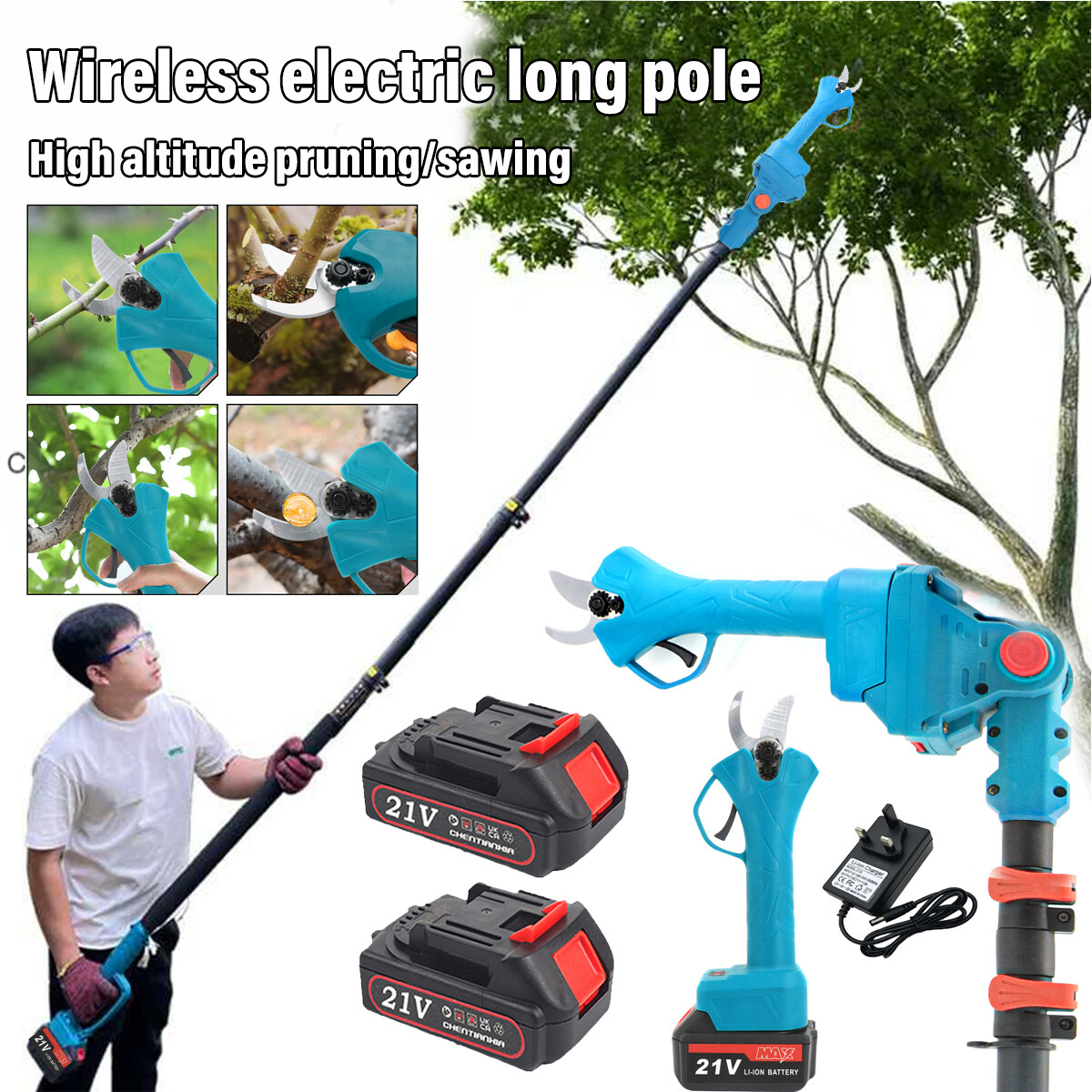 Telescopic Branch Cutter Pruning Trimmer Long Reach Tree Pruner Pole ...