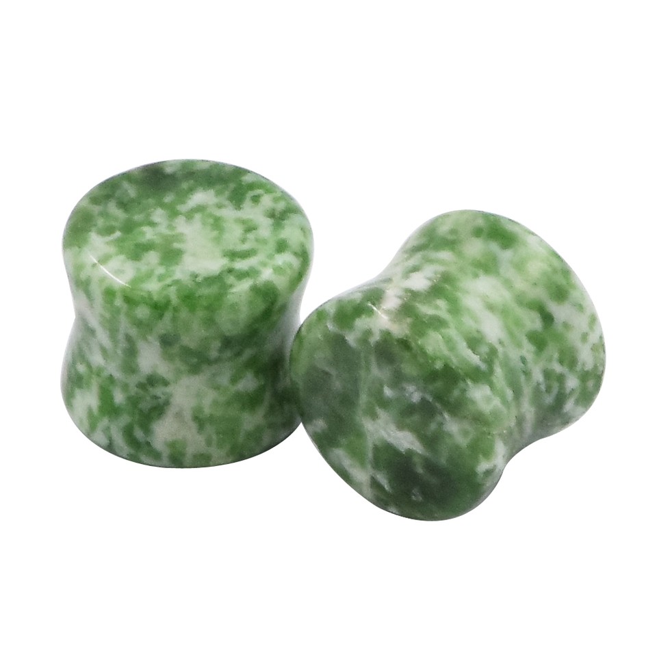 PAIR Organic Natural Stone Ear Gauges Ear Plugs Double Flared Piercing ...