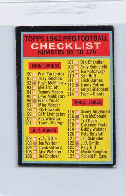1962 Topps #176 Football Checklist VG/EX *DA-A7663 | eBay
