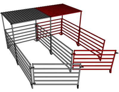 ALUMINUM 5 FT X 10 FT ADD-ON STALL KIT WITH SHADE CANOPY SHEEP & GOAT ...