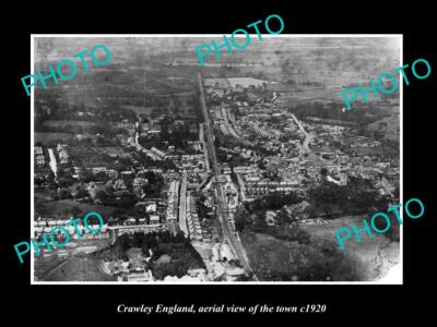 OLD LARGE HISTORIC PHOTO OF CRAWLEY ENGLAND AERIAL VIEW OF THE TOWN ...