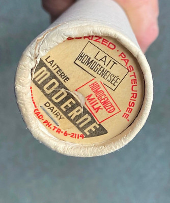 FULL TUBE Vtg DAIRY MILK BOTTLE CAPS CREAM 'Moderne Stanstead Quebec ...