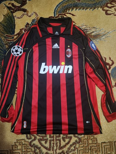 AC Milan 2007/08 Ibrahimovic #11 Jersey Bwin Sponsor Long Sleeve UCL ...