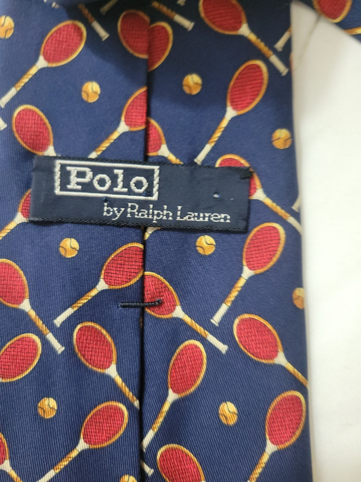 Vintage POLO Ralph Lauren Men’s Blue & Red TENNIS TIE, Rackets & Balls ...