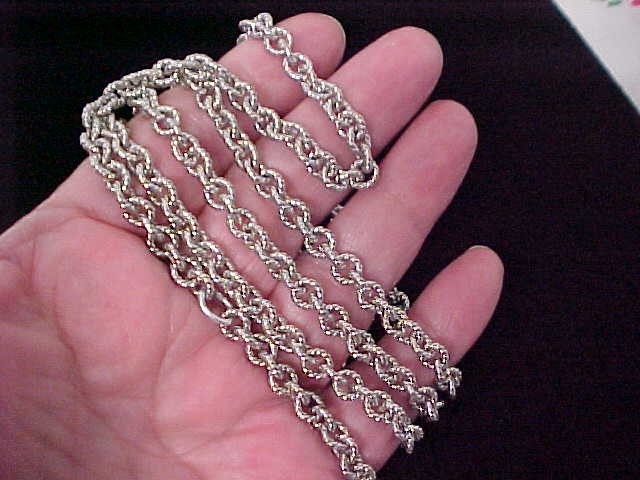 Sparkling Silver Tone Rolo Textured 36" Continuous Chain Necklace ...