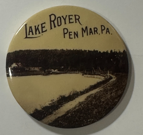 VINTAGE POCKET MIRROR LAKE ROYER PEN MAR, PA. MAN MADE BY BUENA VISTA ...