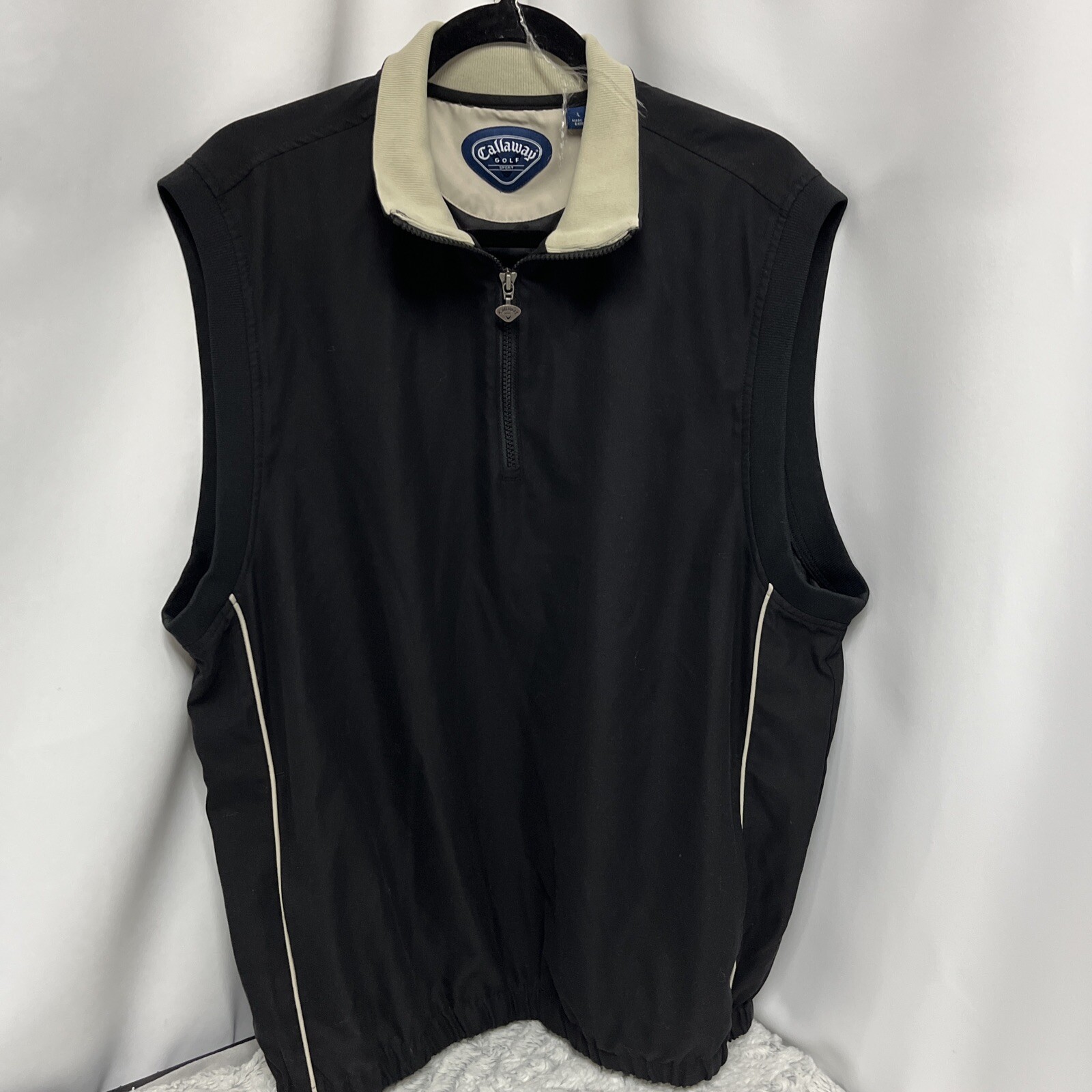 Callaway Vest Mens Size L Black 1/4 Zip Sleeveless Pullover Golf Sport ...
