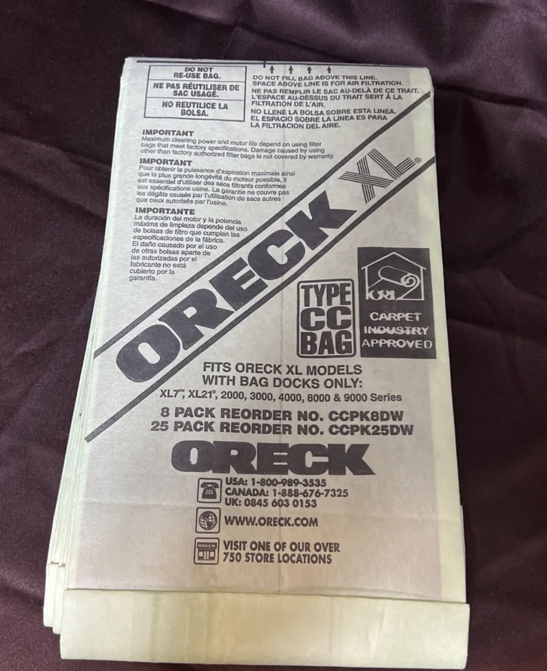 5 Pack Oreck Type CC Upright XL Vacuum Bags New Without Packaging | eBay