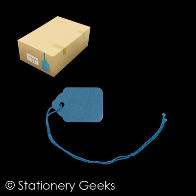 1000 Blue Strung Tickets 32 x 22 mm Price Tags String Swing Labels 32mm ...