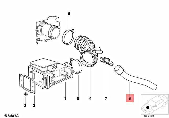 Genuine Air Hose BMW E34 E36 316i 1.6 318i 318is 318ti 518g 518i ...
