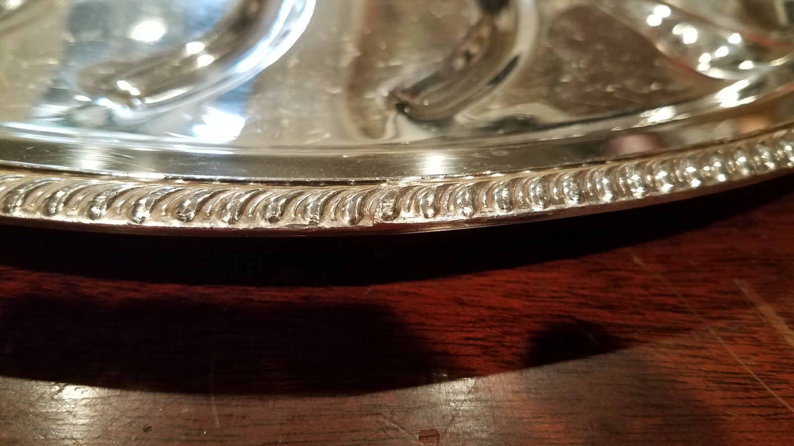 Oneida Ltd Fiesta 12.5" oval silver plate meat tray with well, rope ...