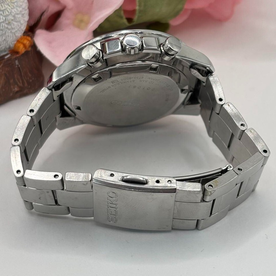 SEIKO 6T63-00D0 Seiko Chronograph White Dial Men' Analog Quartz White ...