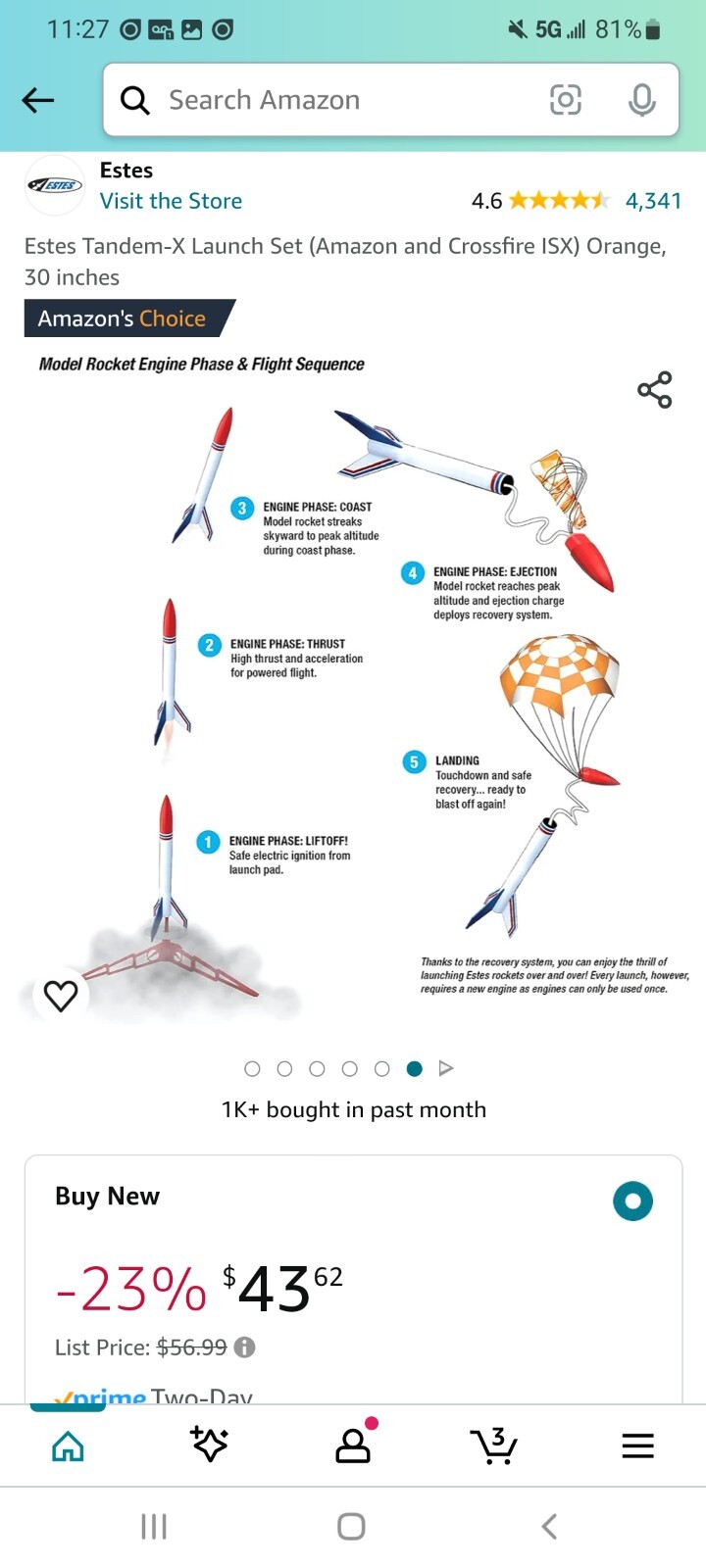 Estes Tandem-X Launch Set (Amazon and Crossfire ISX) Orange, 30 inches ...