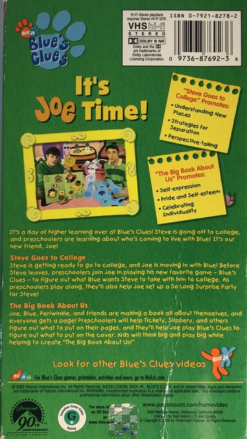Blues Clues - Its Joe Time (VHS, 2002) for sale online | eBay
