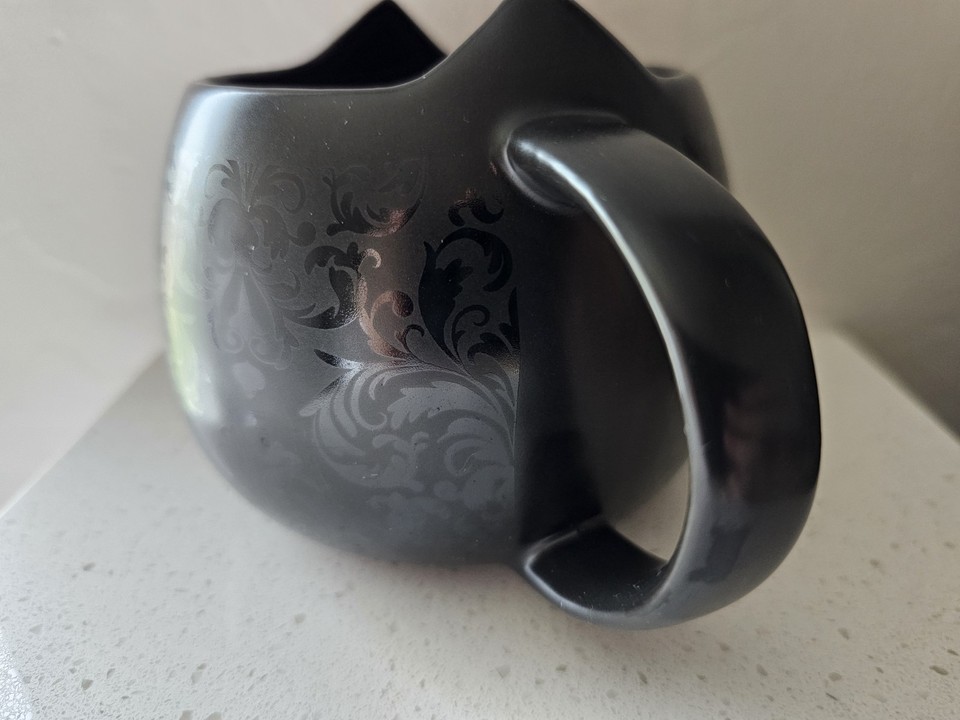 Cat Lady Box Black Cat Ear Coffee Mug Ceramic Tea CUp 12oz BLK Filigree ...