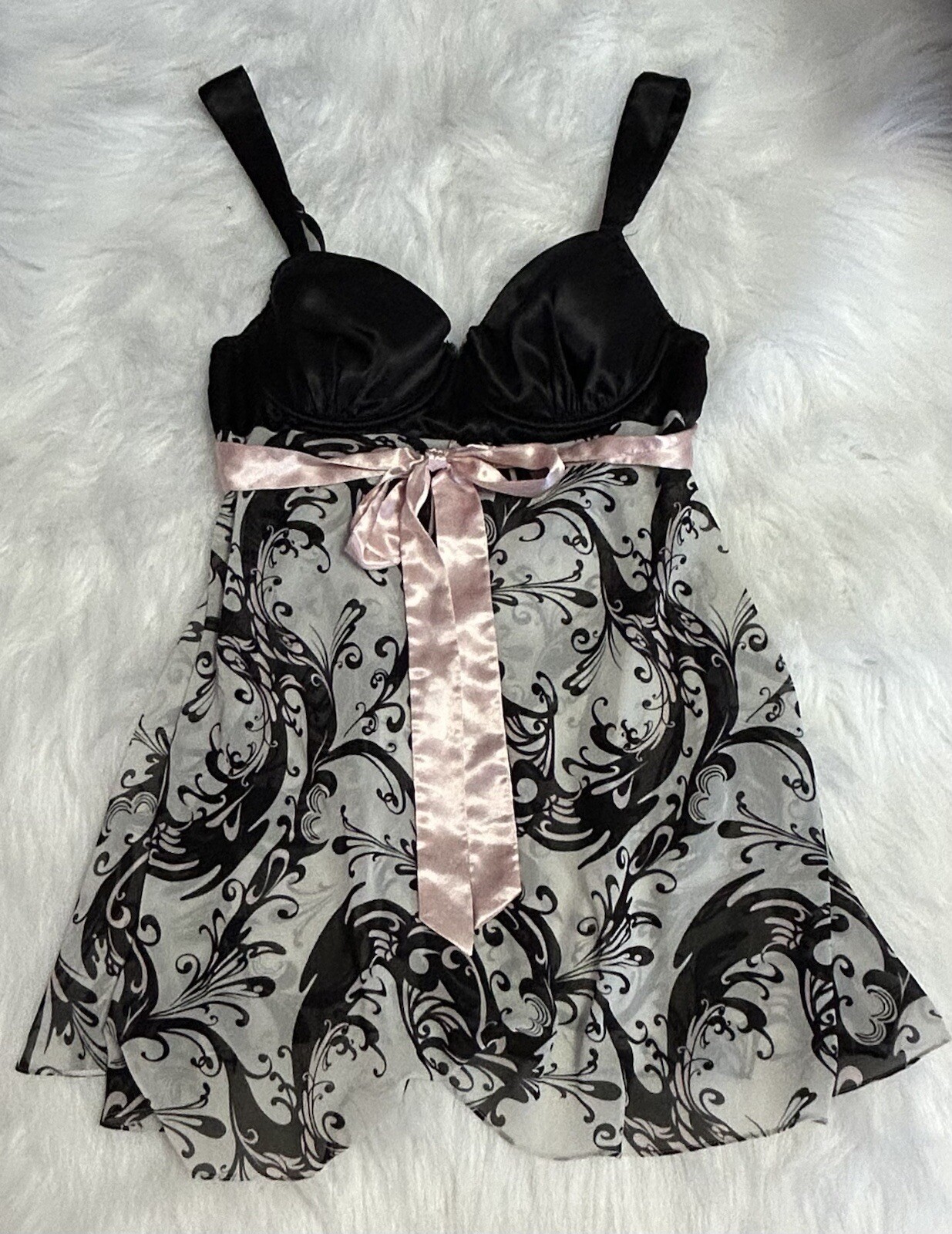 Gilligan & O’Malley Silky Sheer Satin Cups Satin Pink Tie Nightgown ...