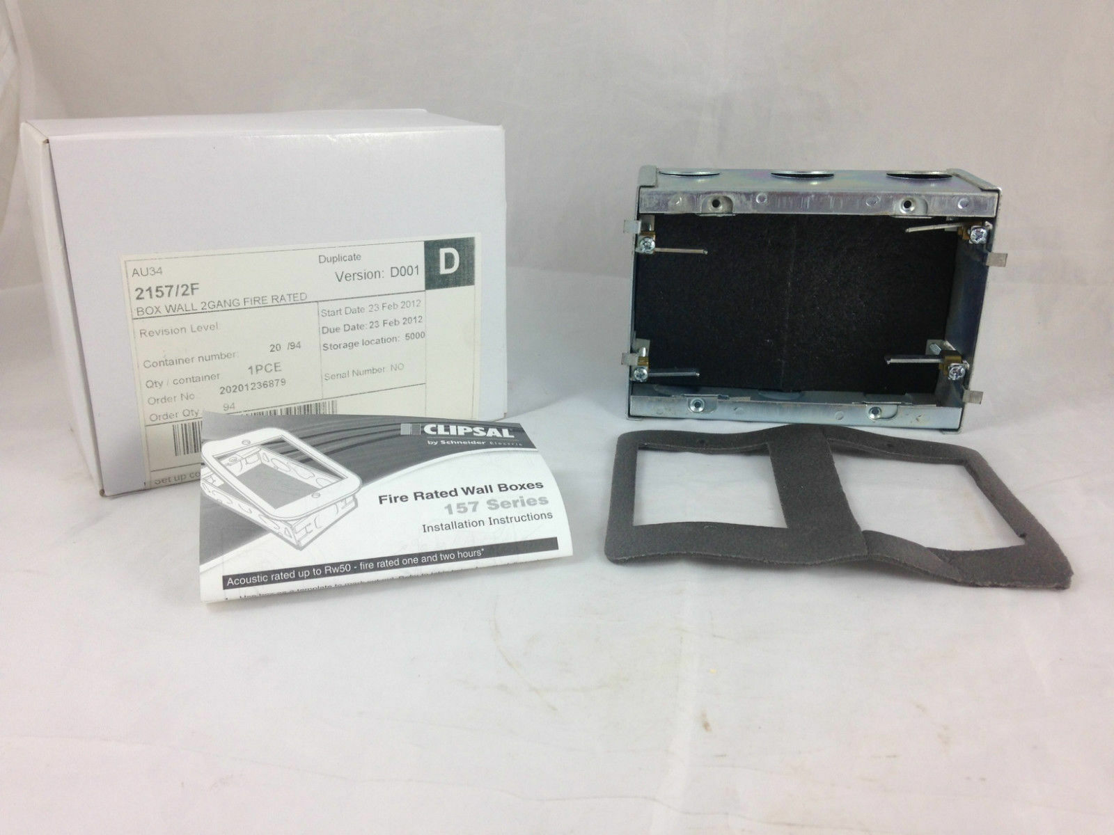 Clipsal 2157/2F Wall Box 2 Gang Series 157 Fire & Acoustically Rated ...