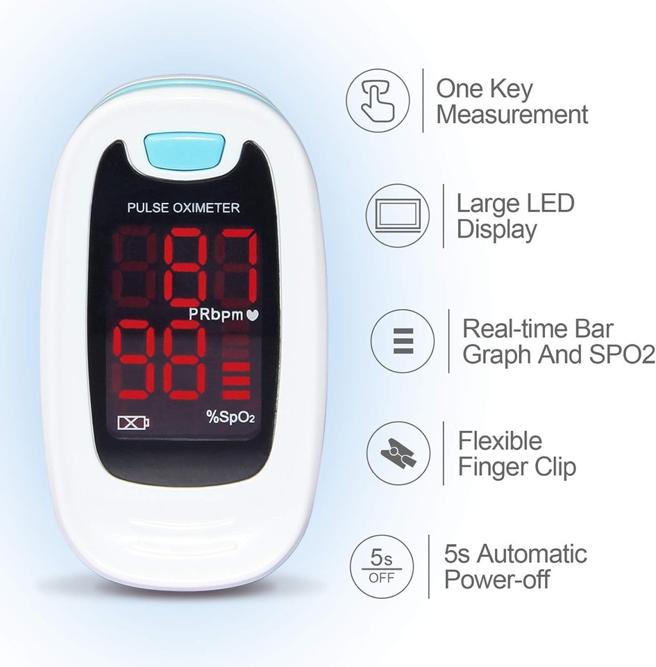 CONTEC CMS50M Fingertip Pulse Oximeter Blood Oxygen Saturation Monitor ...