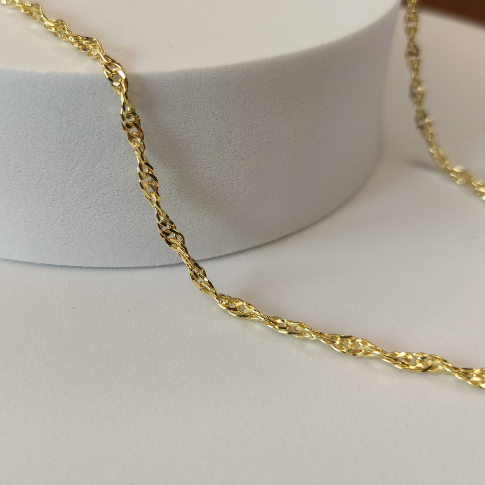 Gold on Sterling Silver 2.5mm Singapore Chain - 22 Inch Chain - Men's ...