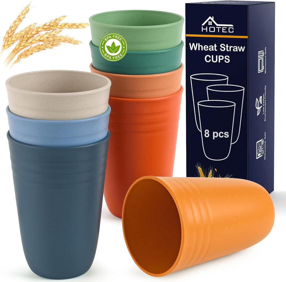 8-Pack 15Oz Plastic Cups, Bpa-Free Reusable Drinking Cup Set ...