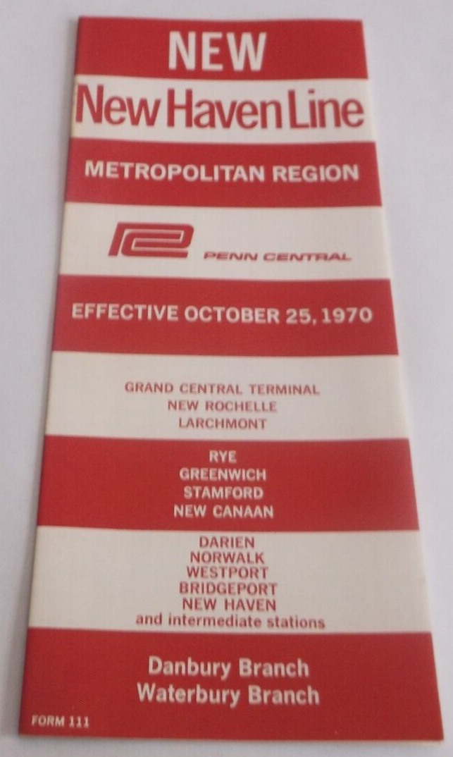 OCTOBER 1970 PENN CENTRAL FORM 111 NEW HAVEN LINE PUBLIC TIMETABLE | eBay