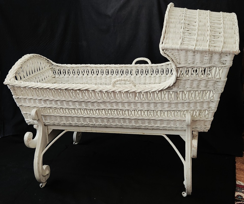 Wicker Baby BED, Cradle on Frame, Crib, Bassinet, Bar Harbor, X Panels ...