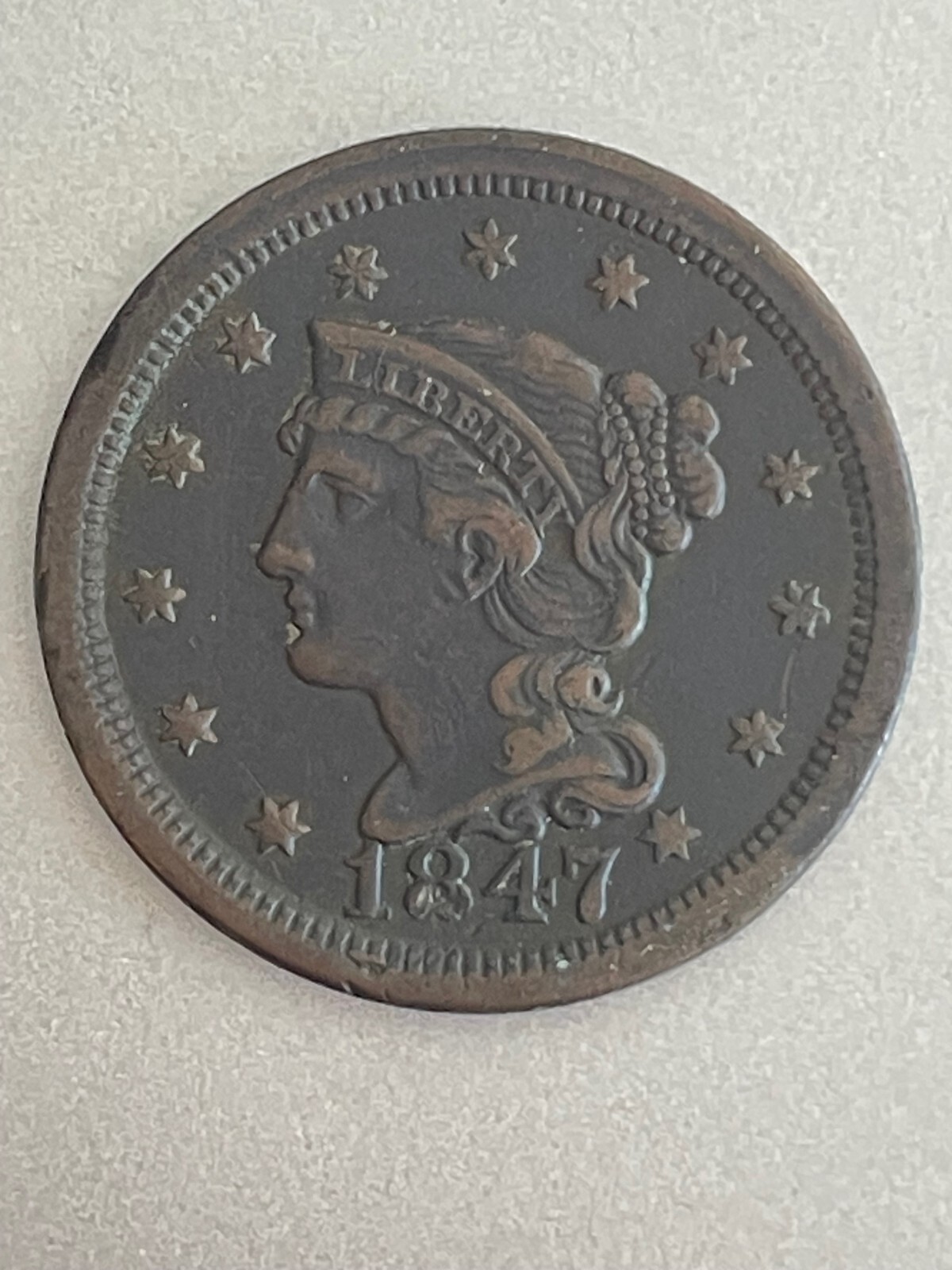 1847 Braided Hair Large Cent Copper Penny Coin | eBay