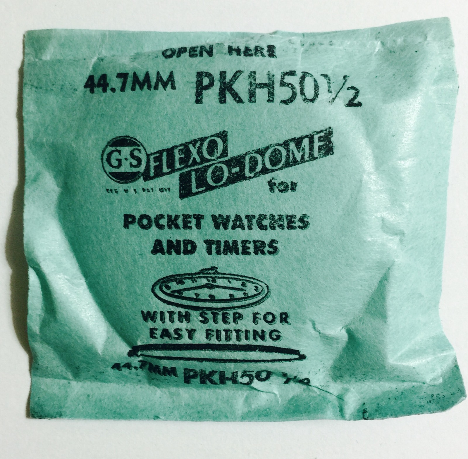 NOS GS PKH50 1/2 Flexo Lo-dome Pocket Watch Crystal Germanow Simon Mach ...