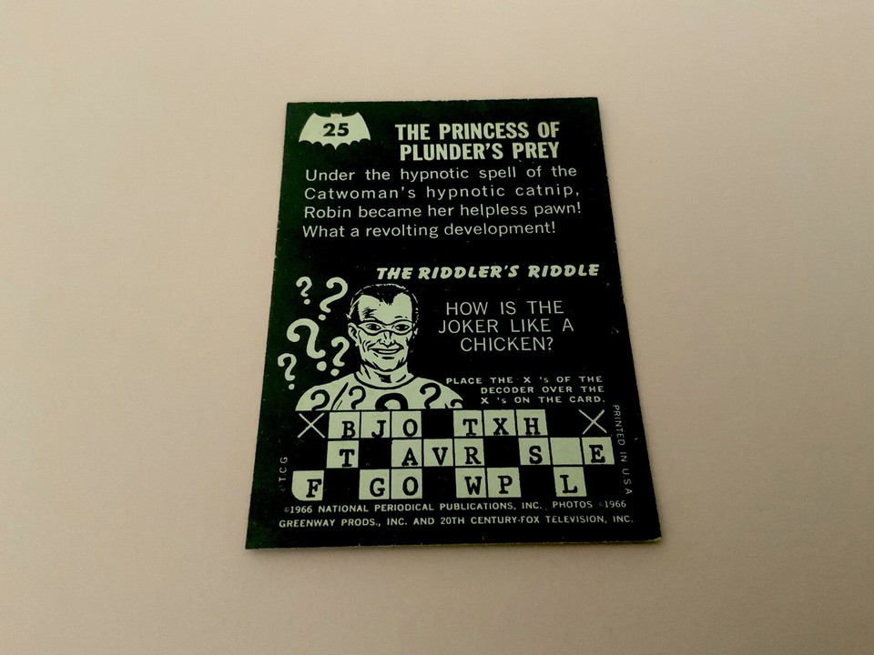 1966 Topps Batman Riddler Back Card # 25 THE PRINCESS OF PLUNDER’S PREY ...