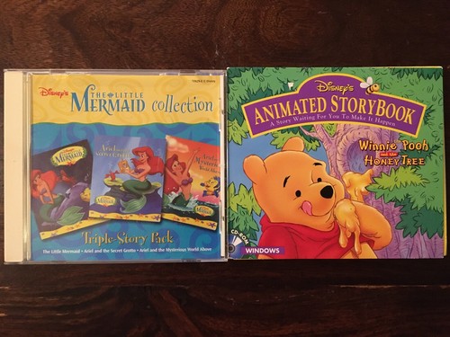 Lot of 2 Disney Read-Along Storybook CD ROM The Little Mermaid & Winnie ...