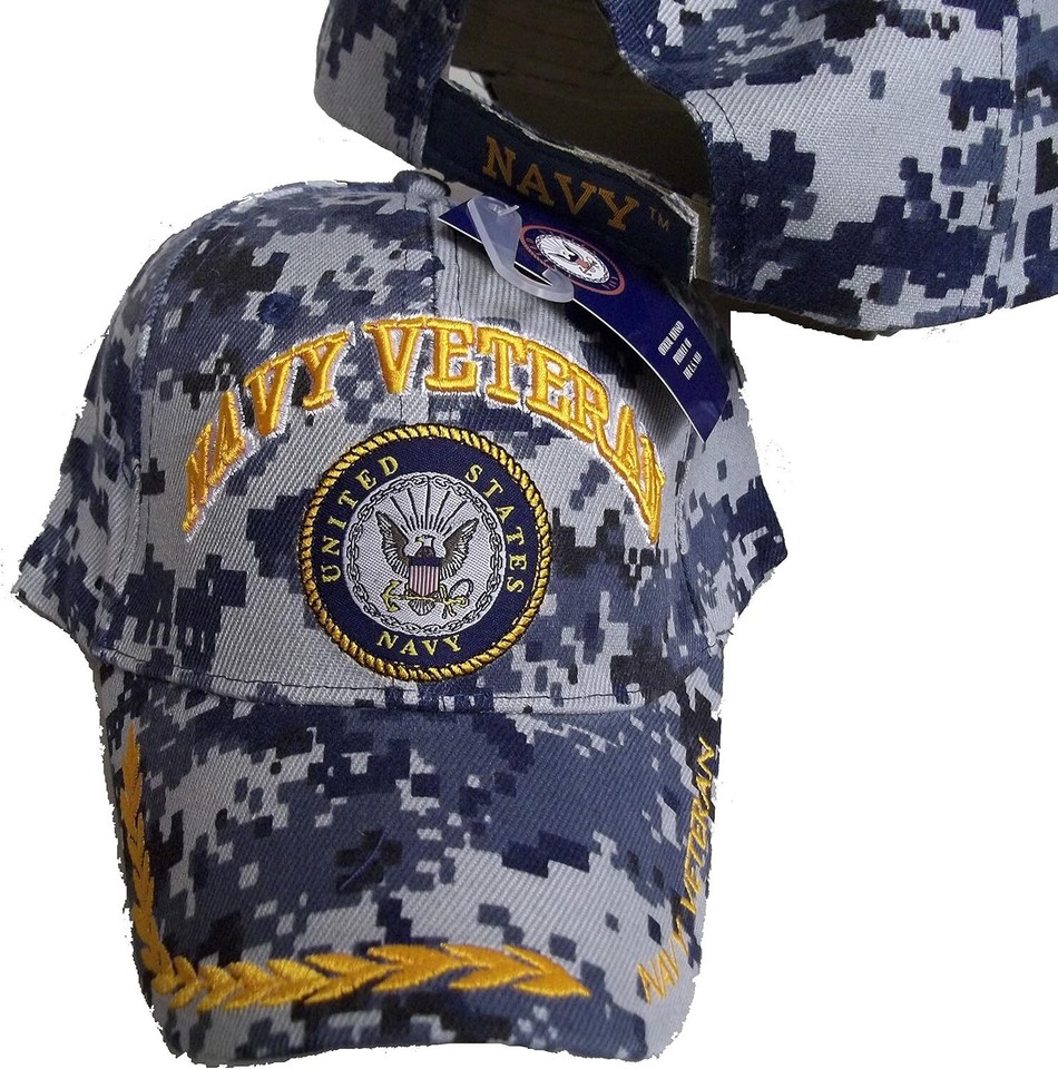 USA Navy Veteran Baseball Style Embroidered HAT Blue camo Cap Vet us ...