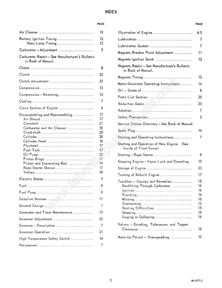 Wisconsin Model ACN & BKN Engine Repair and Parts List Manual *454 | eBay